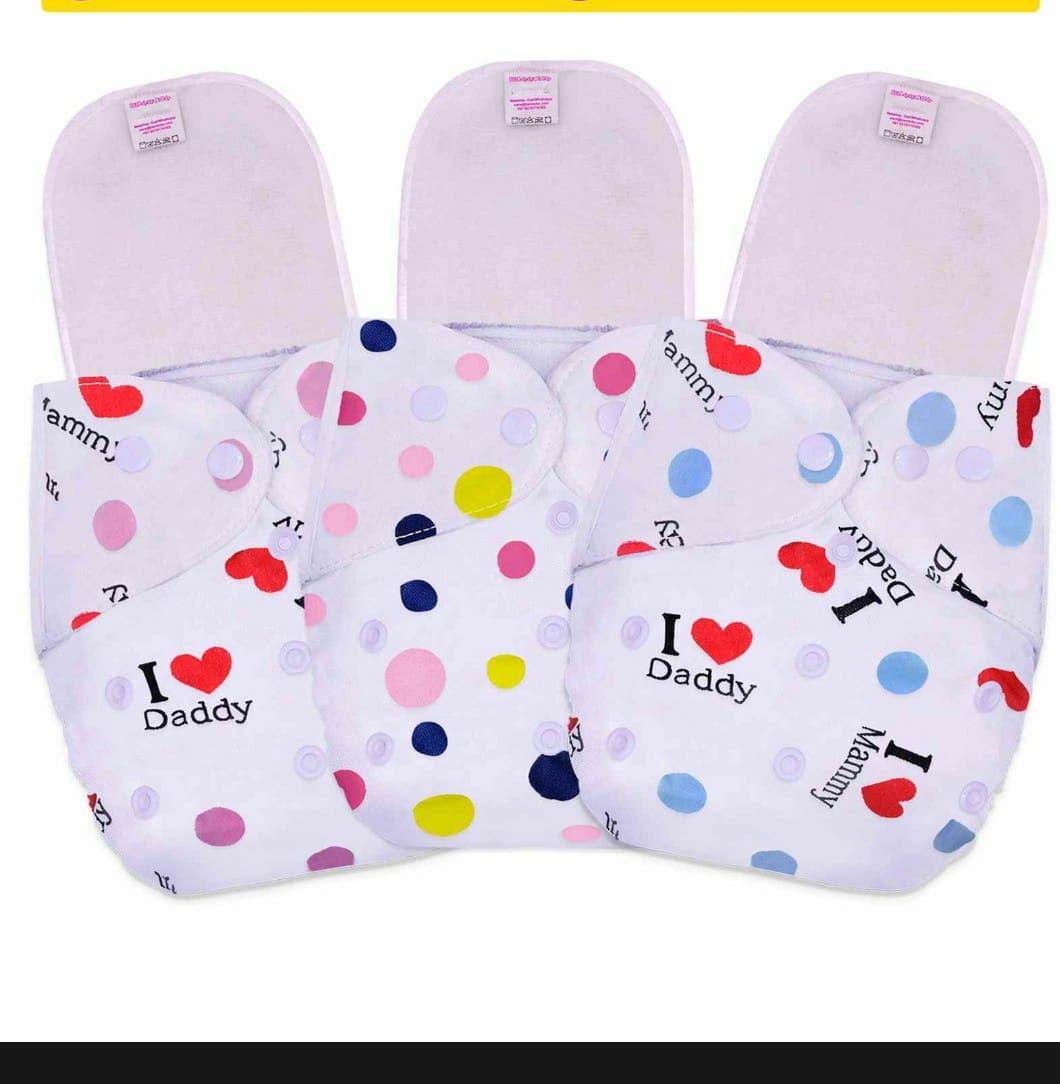 3 Set of Adjustable Reusable Washable Baby Cloth Diaper Diapers Nappy 3 ...