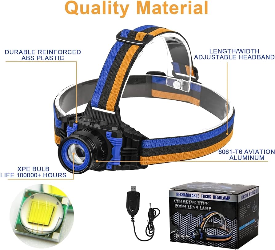 Good Quality Rechargeable Focus Headlamp Torch Lintern from the front Build in Charger | Daraz ...