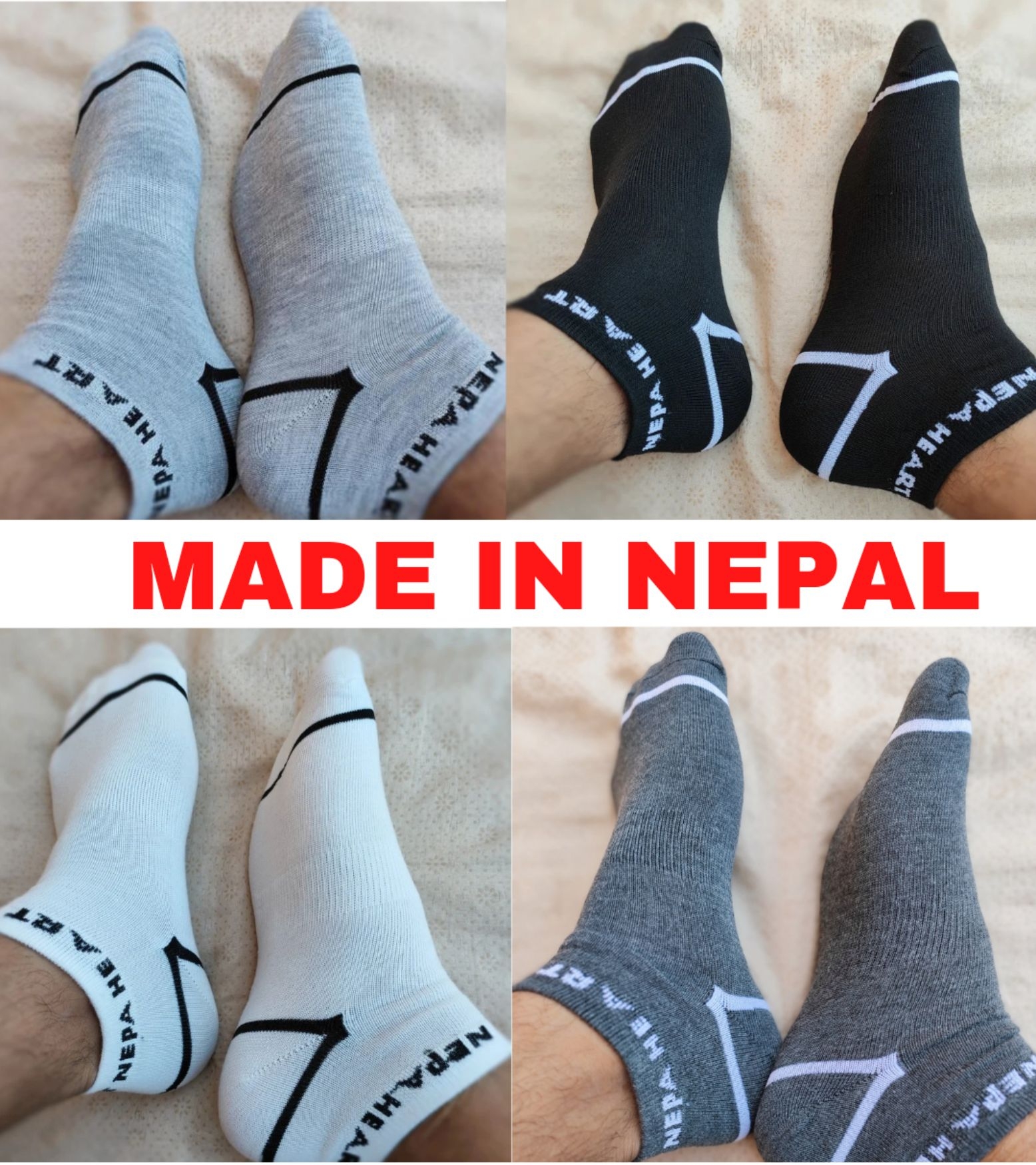 Pack Of 4 Pairs Of Nepa Heart Ankle Socks Nh2- Proudly Made-In-Nepal ...