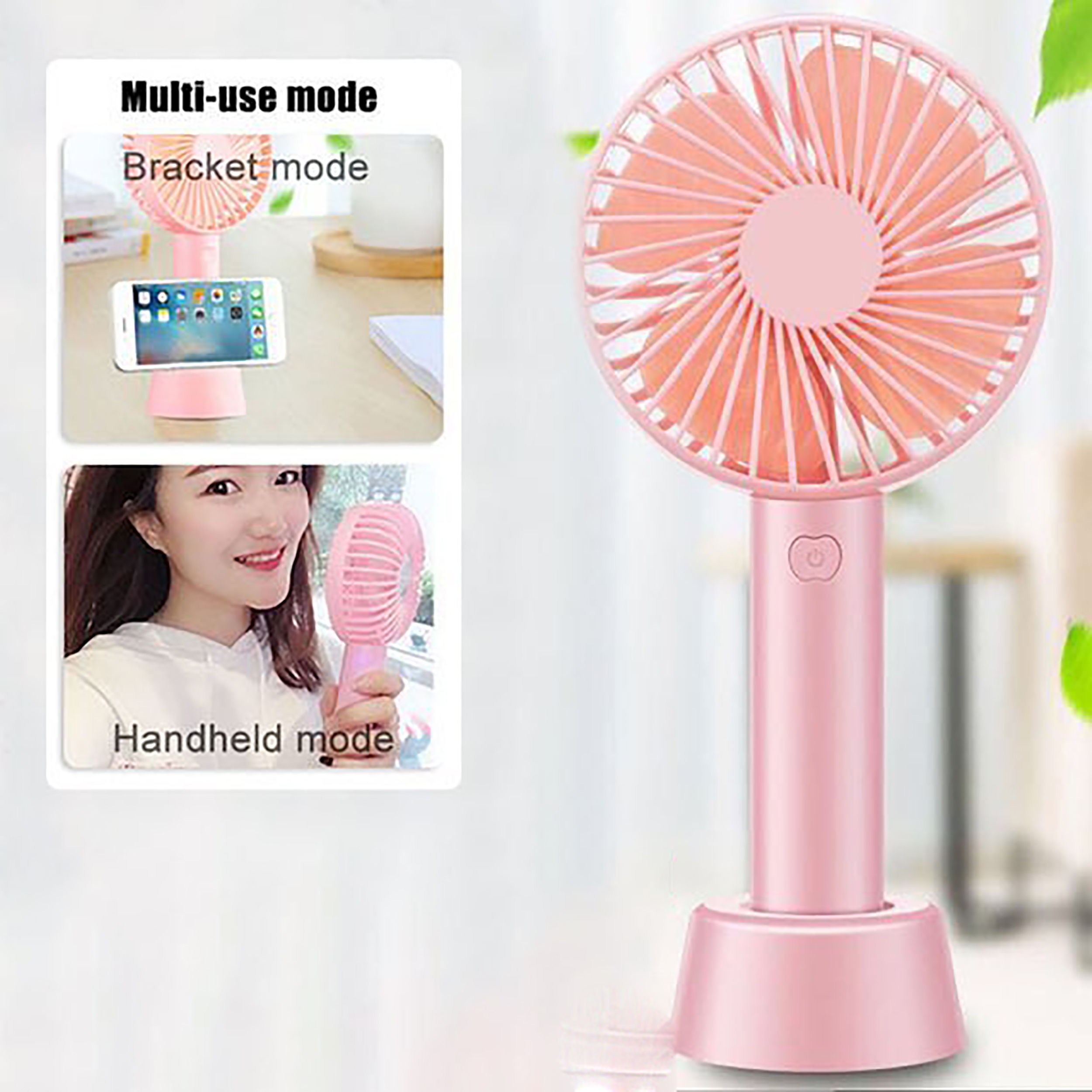 Mini Portable Fan Rechargeable With Stand 3 Speed And Long Lasting ...