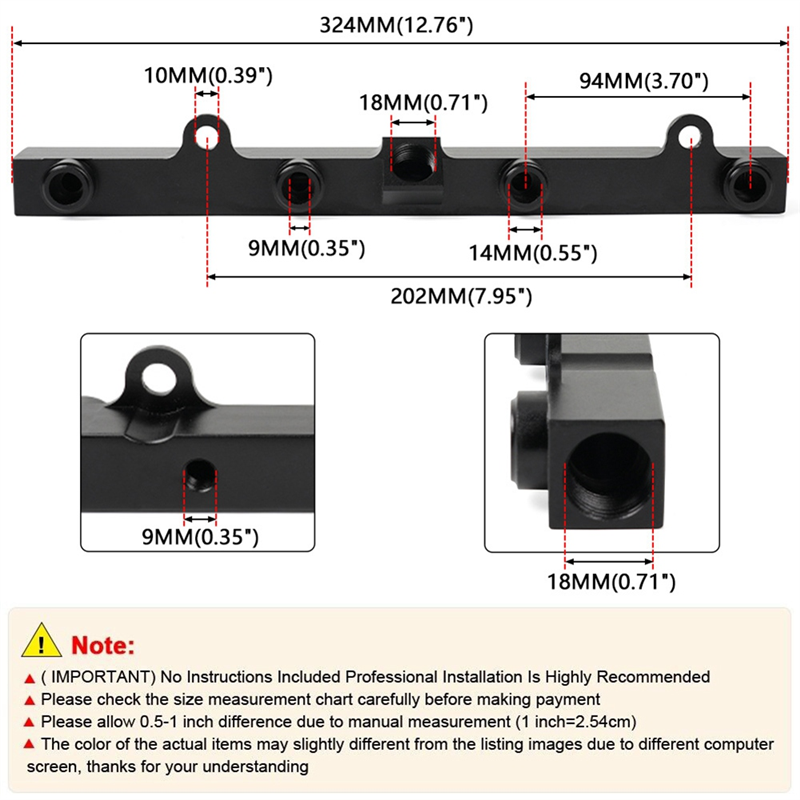 K Series High Fuel Rail with Fuel Pressure Gauge Kit for K Swap K20 K24 ...
