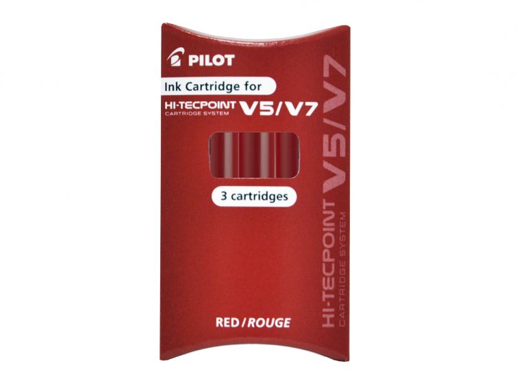Pilot Pen V5/V7 Cartridge Refill ( 3 cartridge in packet), Red, Black ...