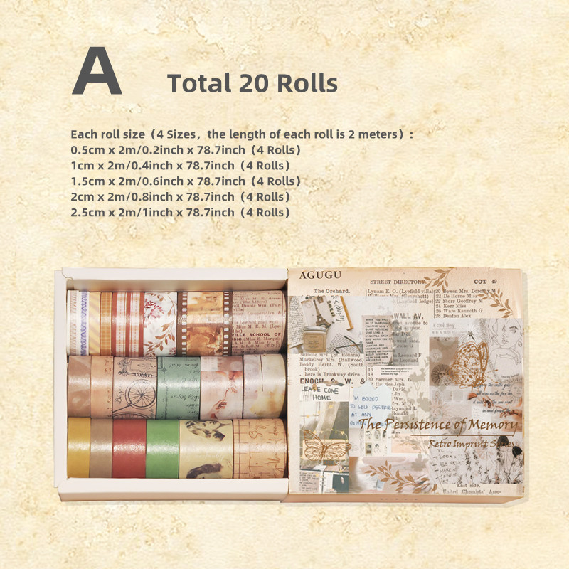 Sweet Journal 20 Rolls/Set Washi Tape Vintage Imprint Series INS ...