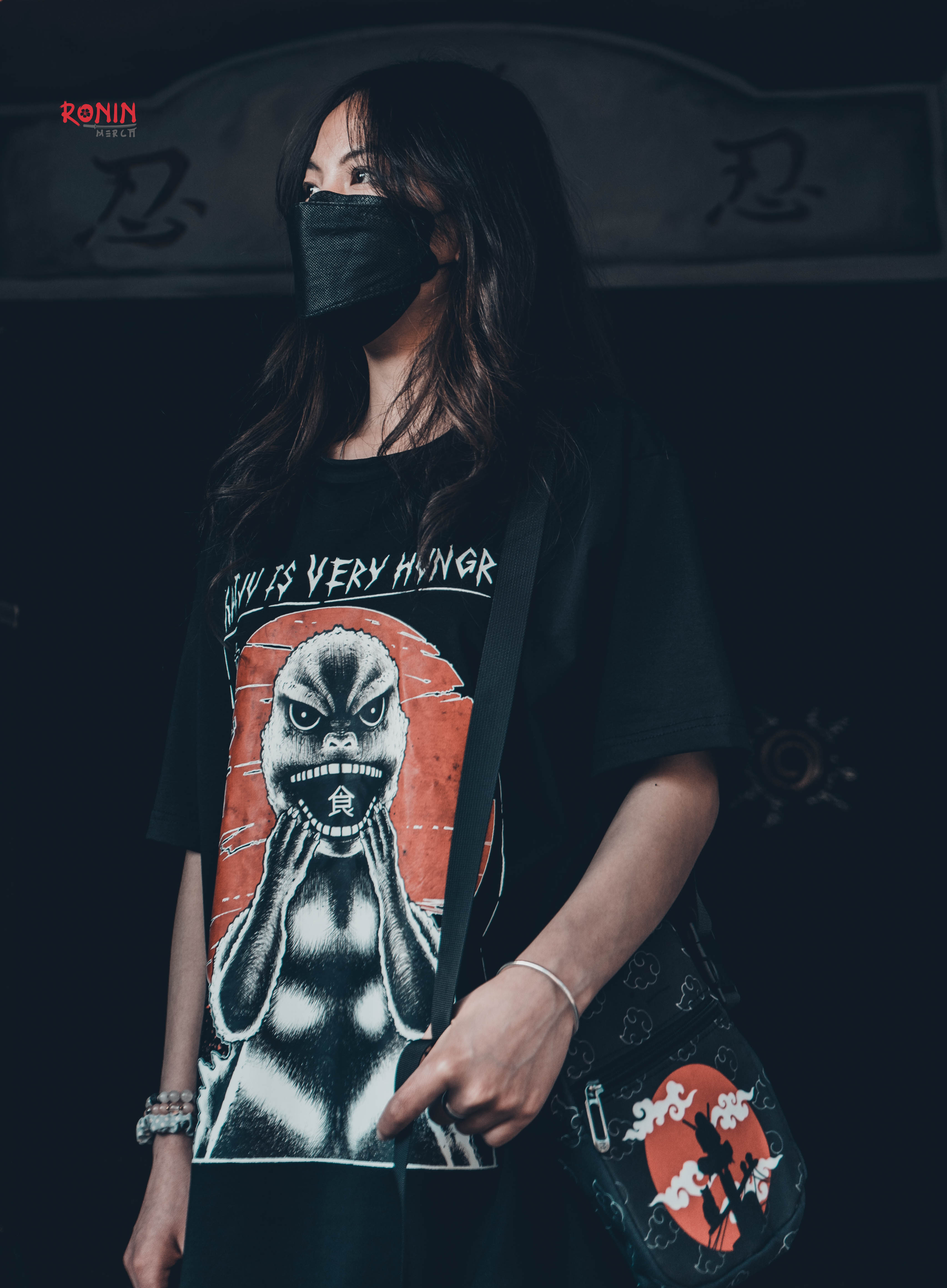 Ronin Merch Unisex Cotton Black Oversized Tshirt with Kaizu print ...