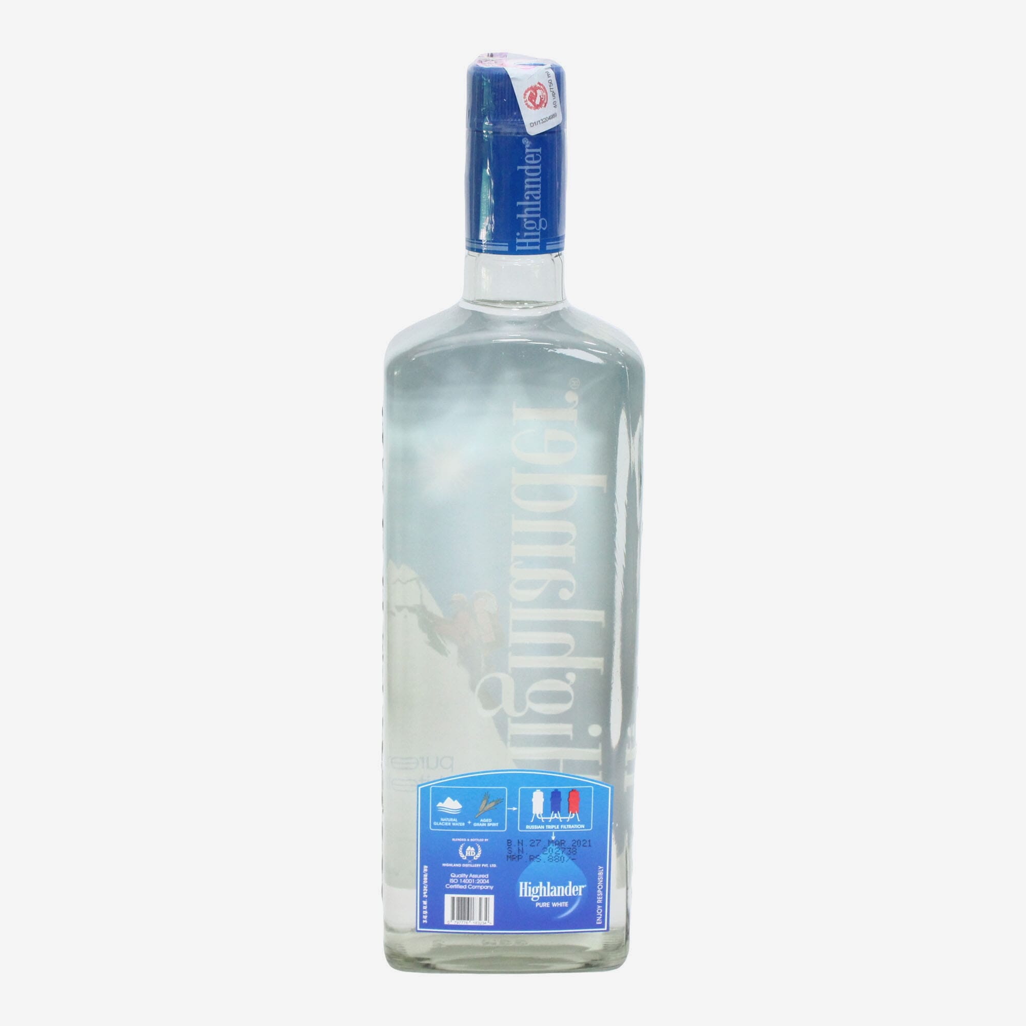 Highlander Russian Triple Filtration Pure White Vodka 34.3% 750ml ...