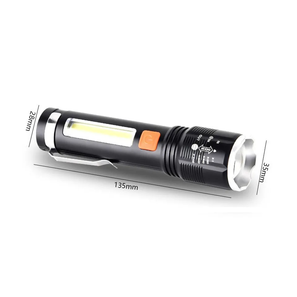 Powerful LED Flashlight Tactical Portable Telescopic Torch 4 Modes Type ...