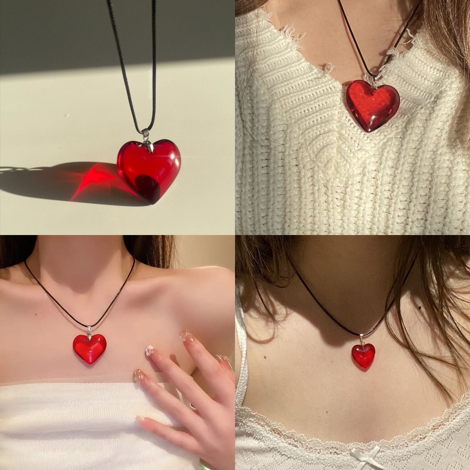 Masala Beads Cute 16mm Bloody Red Heart Charm Pendant Necklace Or ...