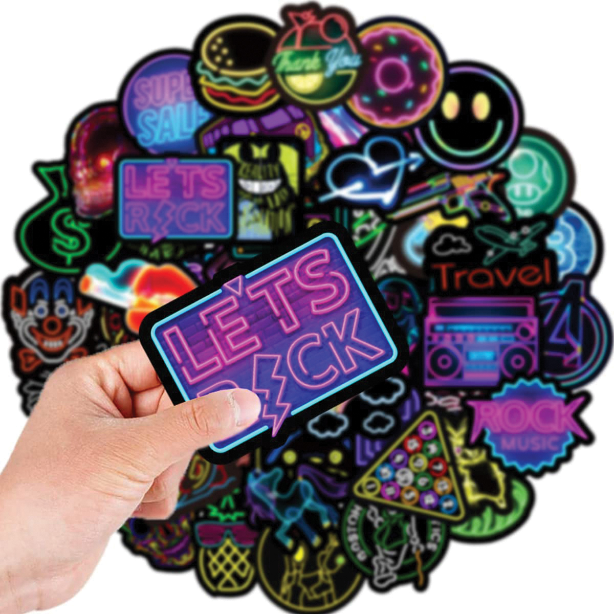Artsy Home 25/50pcs Neon Light Cartoon Graffiti Stickers for Laptops ...