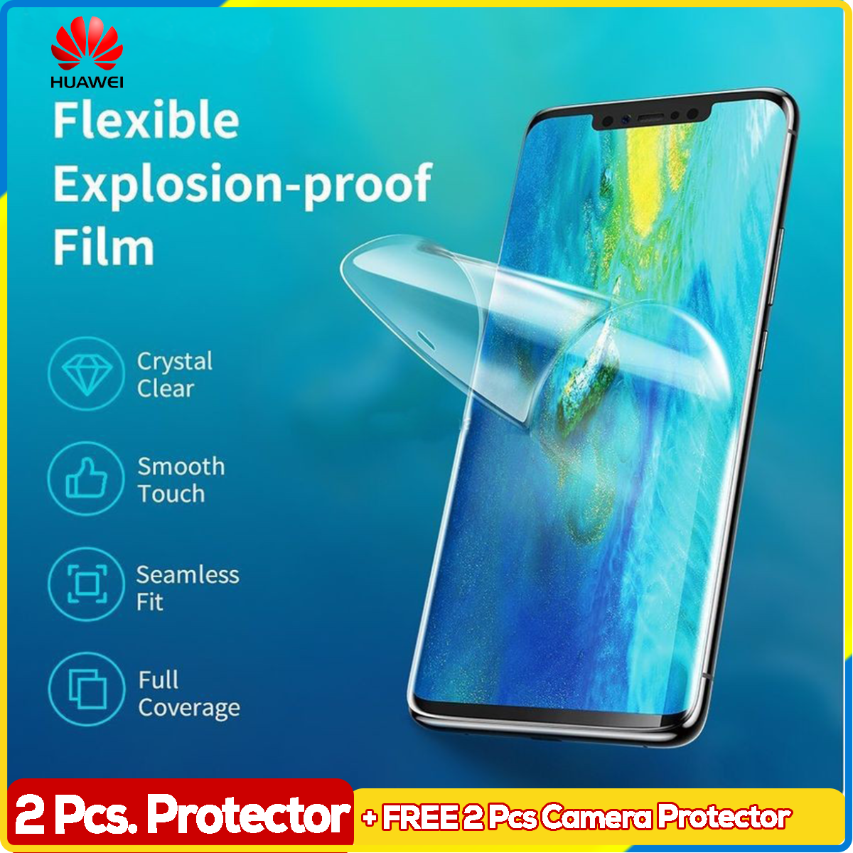 Hydrogel TPU Full Coverage 2 Pcs. Curve Screen Protector (Free Camera Guard) For Huawei Mate 30 ...