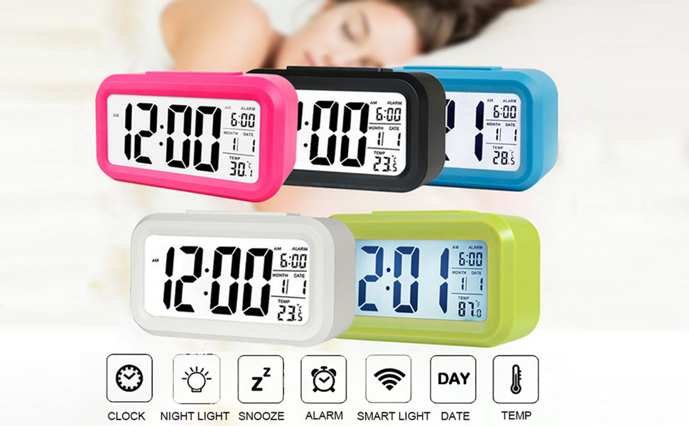 Digital Table Clock With Time ,Date ,Light, Alarm & Temperature ...