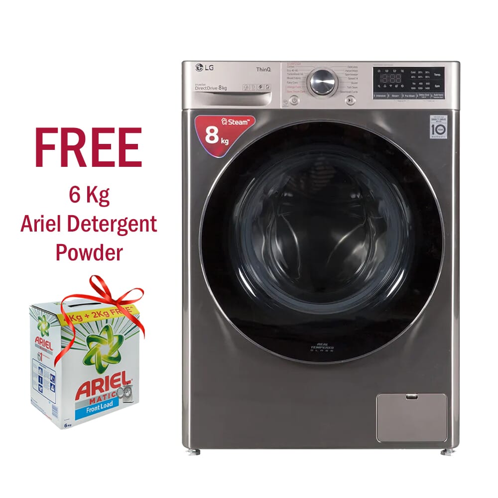 LG 8 Kg Front Load Washing Machine - FV1408S4VN - Free 6 Kg Ariel ...