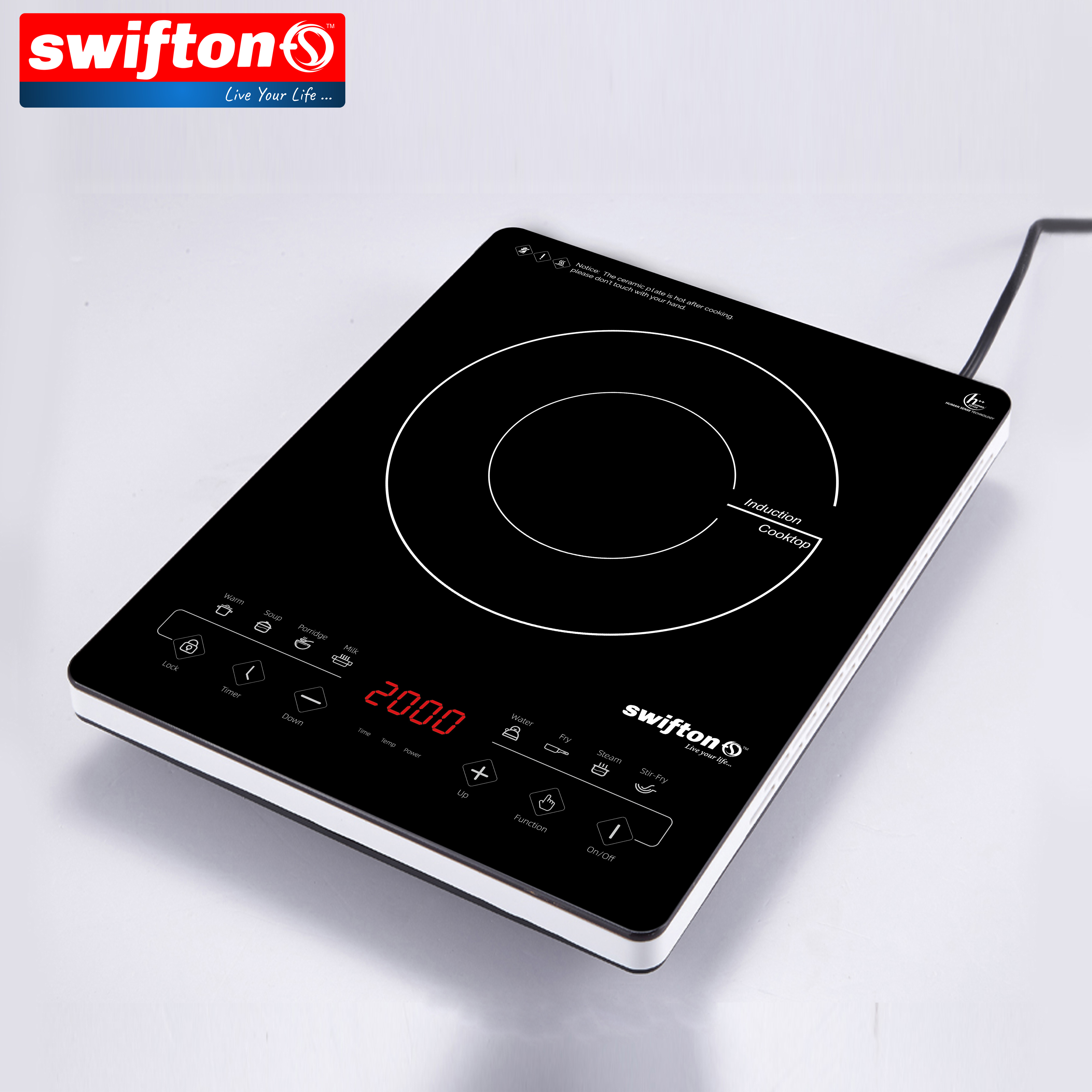 SWIFTON Induction Cooktop Anti Overflow Protection System 40 mm Slim ...