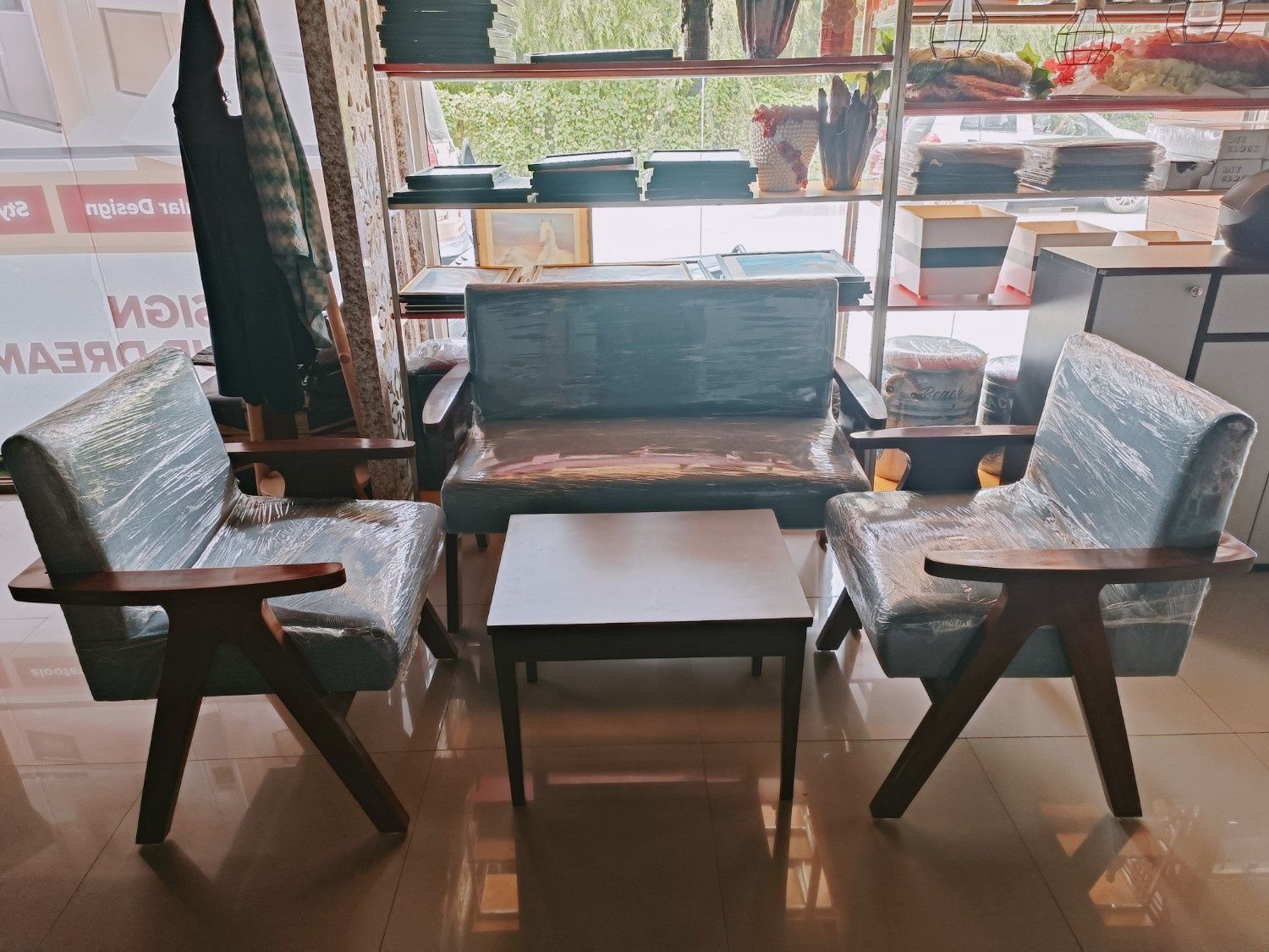 Natural Sesau wooden sofa set four seating | Daraz.com.np