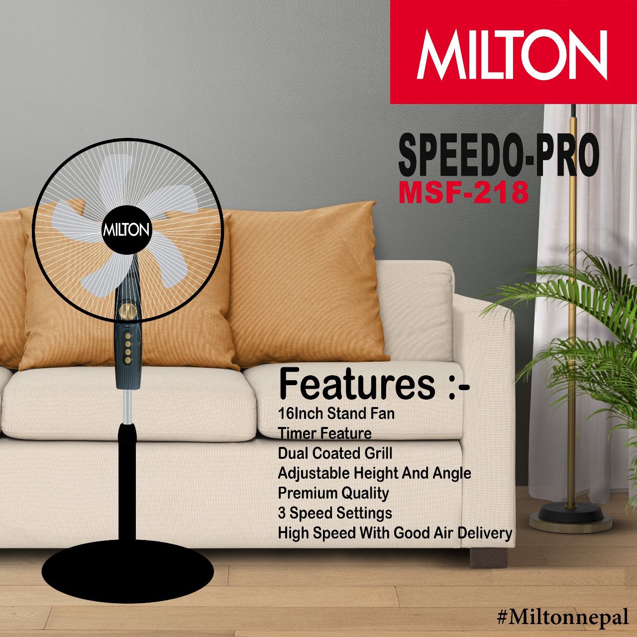 Wega/Vevo Stand Fan With Timer And Heavy Base | Daraz.com.np