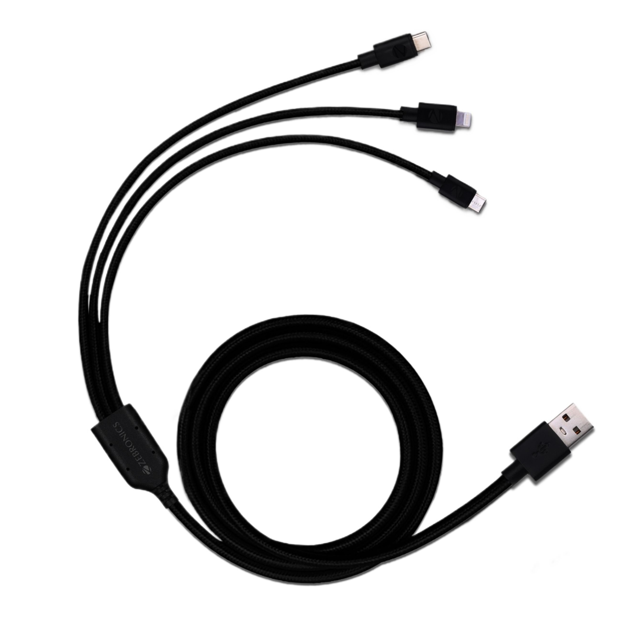 Zebronics 3 in 1 cable UMLCC1205 | 3A(Max) | 18W | Rapid Charge | 1.5m ...