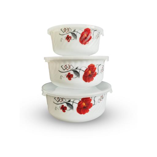 3Pcs Opal Glass Bowl Set Stackable Food Storage Bowls Freezer ...