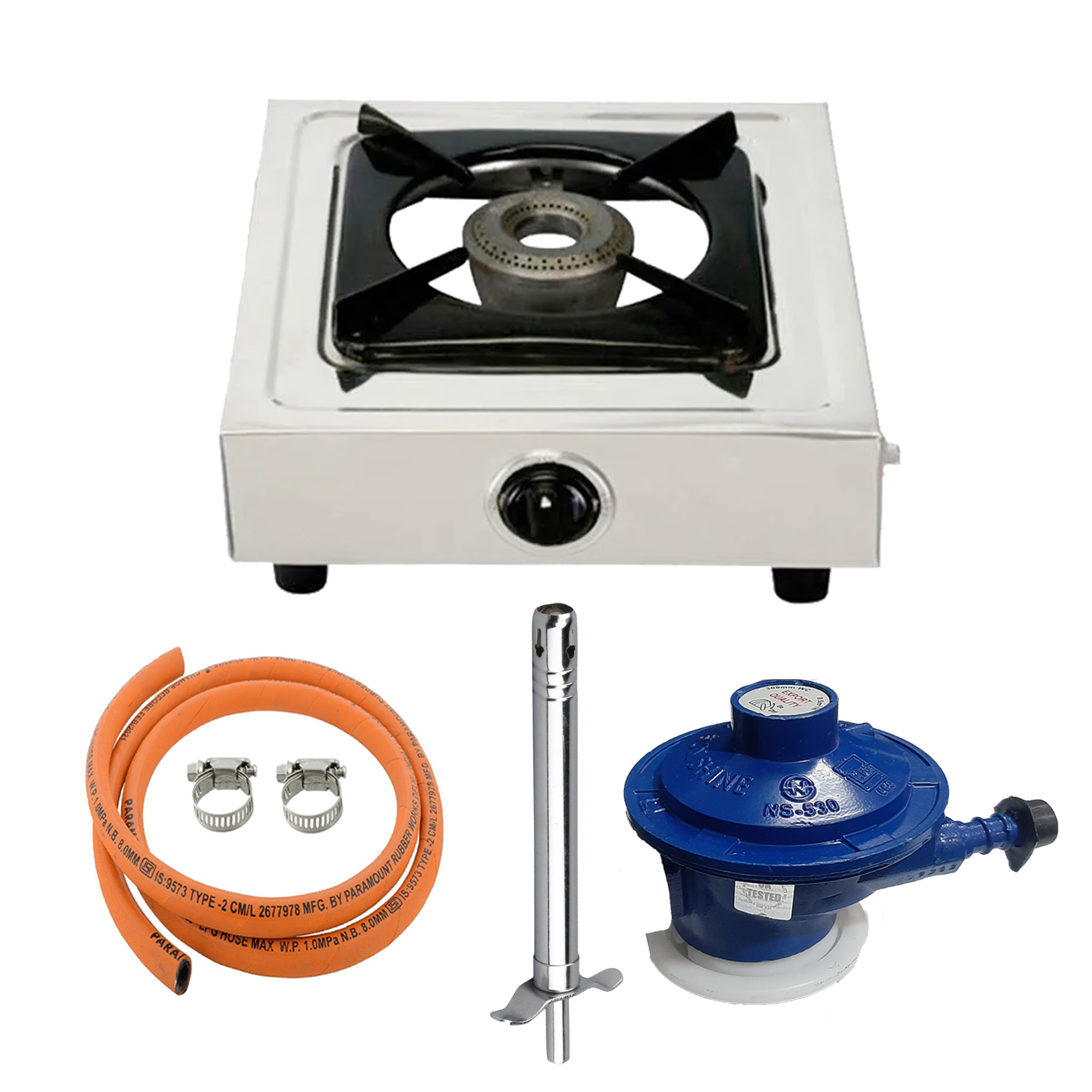 Stainless Steel Single Burner Gas Stove Full Set contains Regulator ...