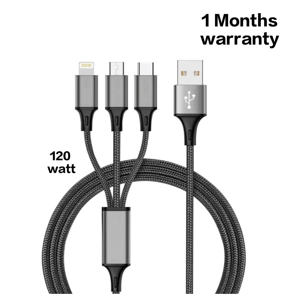 With Warranty 3 in 1 Cable 20/30 /65 / 120 Watt Max Support Usb Type A ...