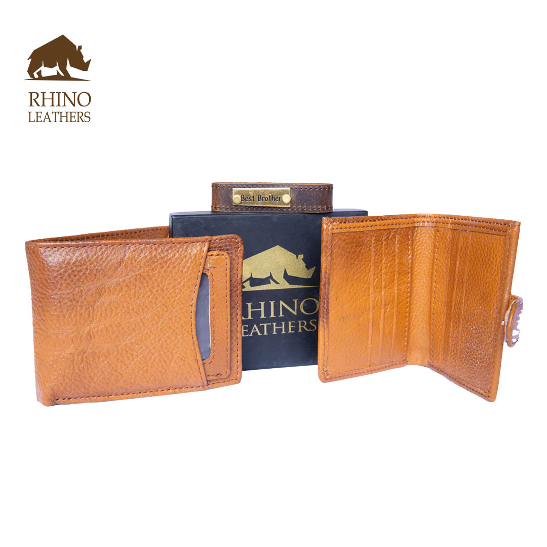 Rhino Leather Men's Bi-fold Genuine Leather Wallet with Card Holder ...