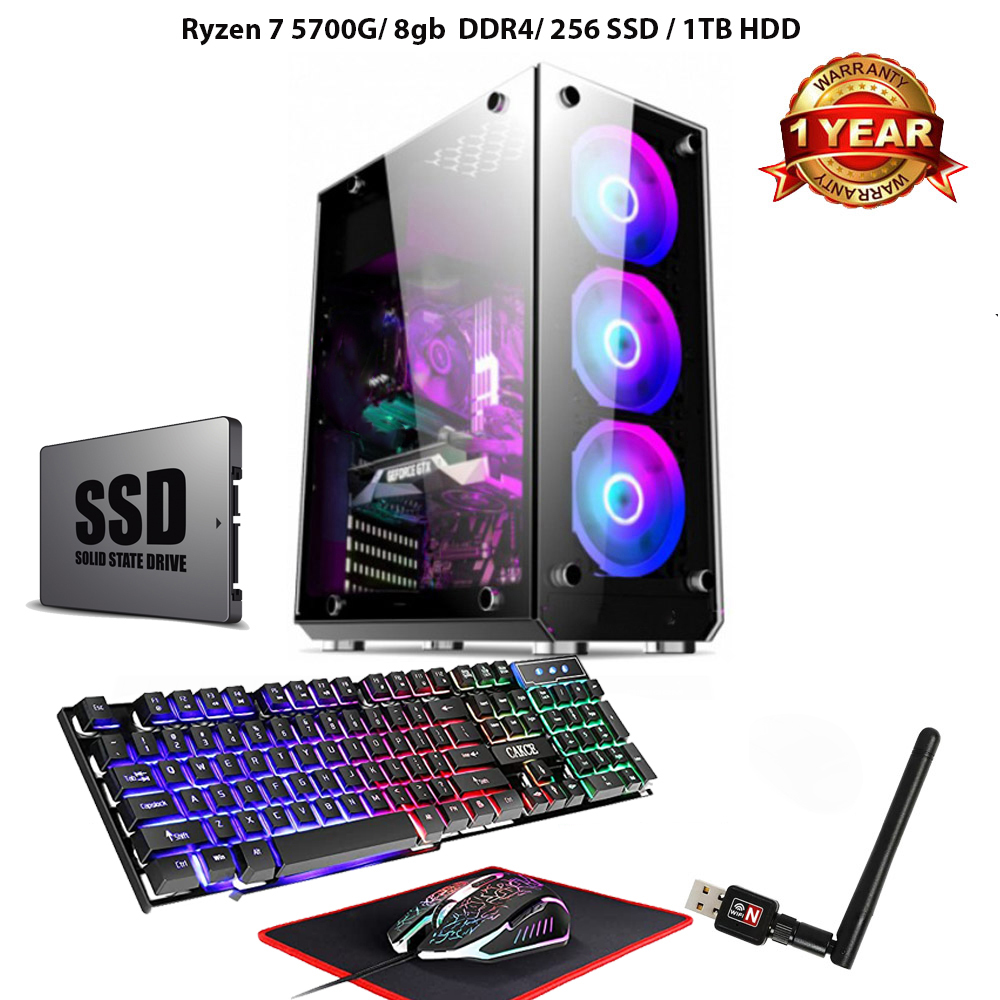 Extreme Gaming Pc Computer Ryzen 7 5700G Radeon Graphic, Ram 8gb DDR4 ...