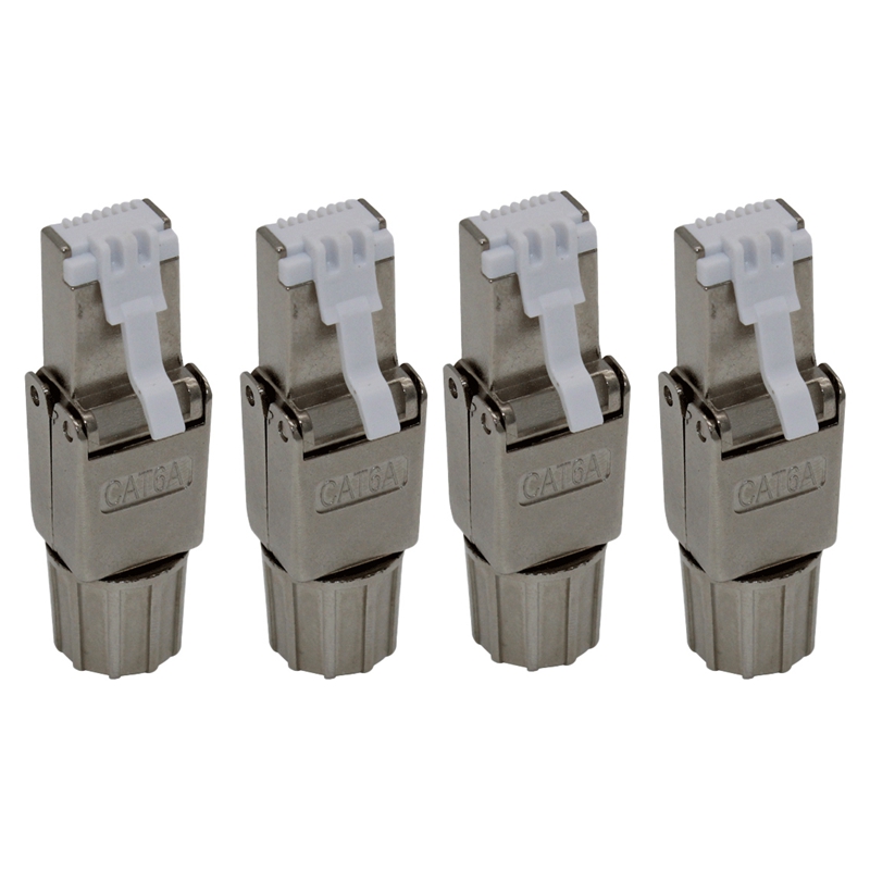 4 Pack RJ45 Cat6A Connectors Tool Reusable Shielded Ethernet ...