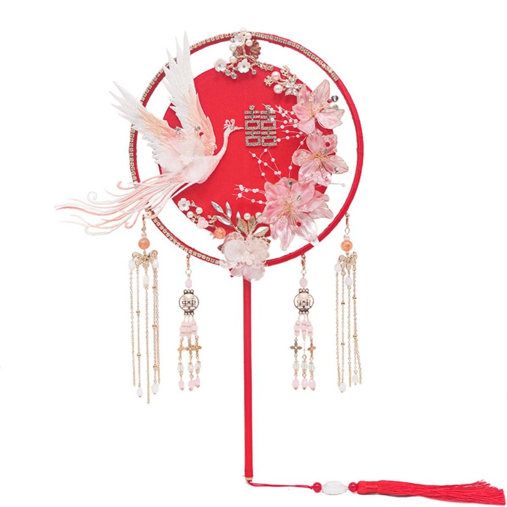 Chinese Style Double-sided Phoenix Round Fan Hand Embroidery Long ...
