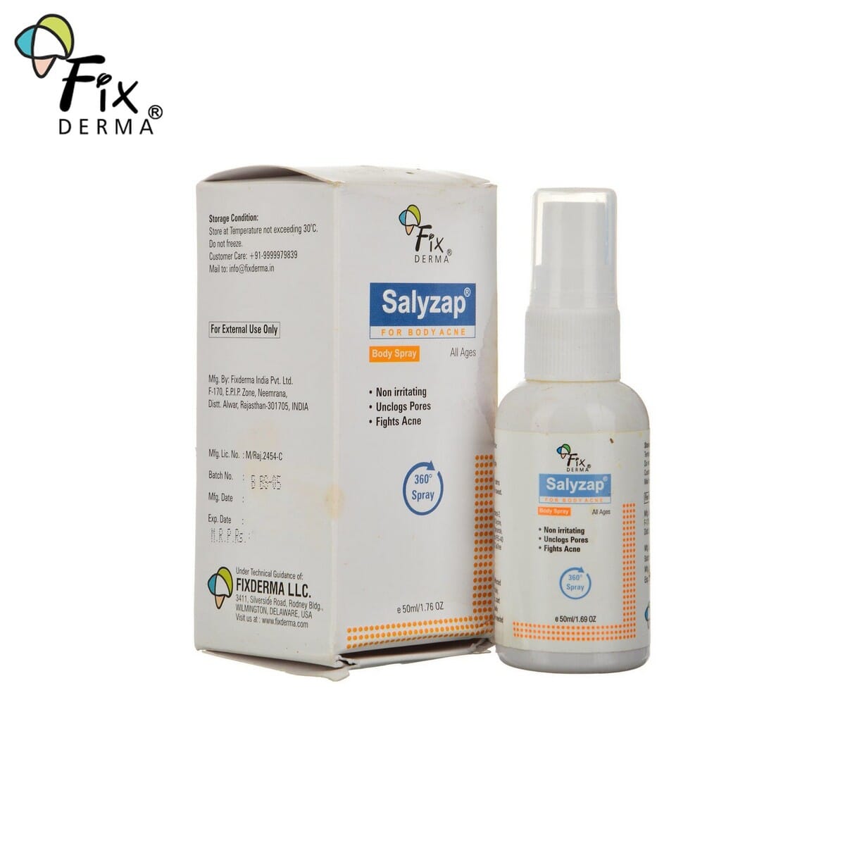 Salyzap Body Acne Spray, Mfg. By Fix Derma, 50Ml | Daraz.com.np