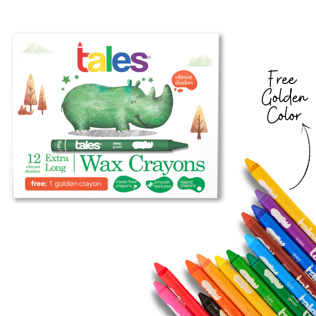 Tales Wax Crayons | 12+1 Extra Long Vibrant Shaders | Free Golden Shade ...