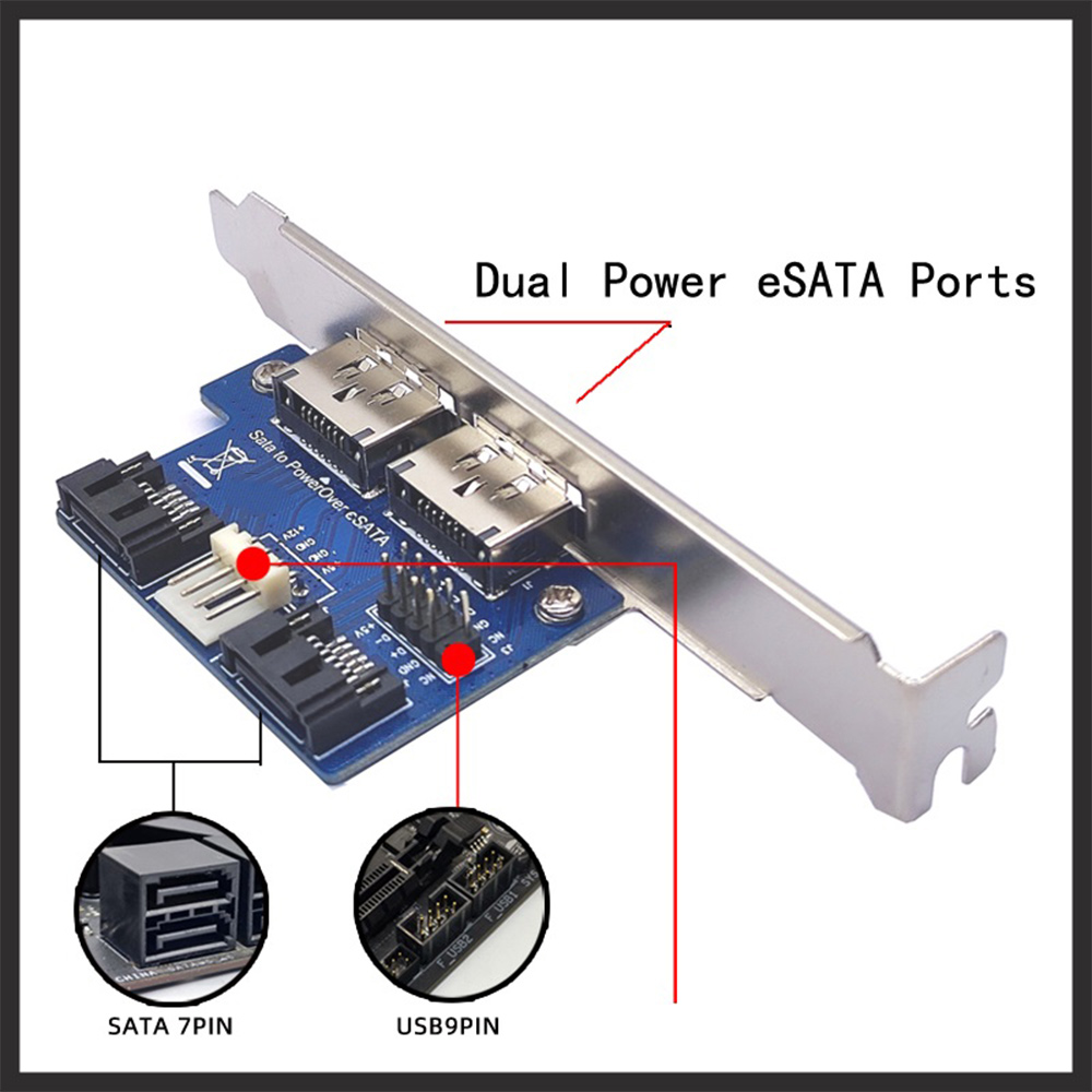 Desktop Computer Dual Port SATA to Power ESATA ESATAp 9Pin to USB 2.0 ...