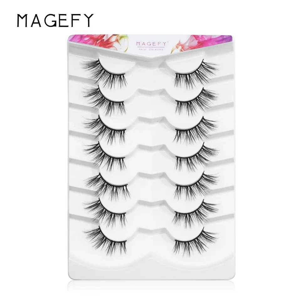 MAANGE MAGEFY 7 Pairs Natural Corner Half Lashes Faux Mink False ...