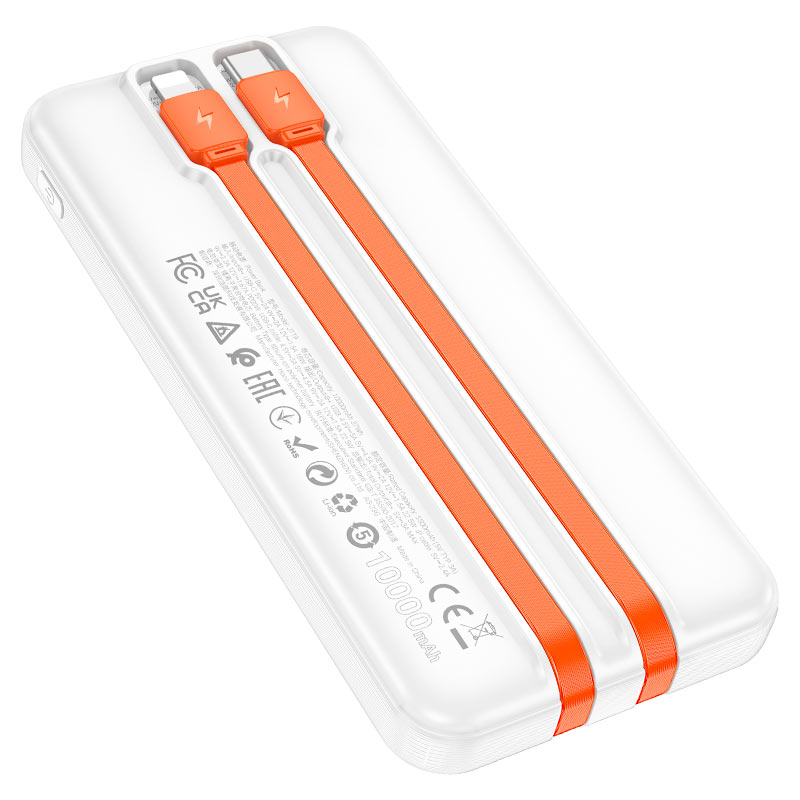 Mobile power bank with 10000mAh capacity. Type-C and Micro-USB inputs ...
