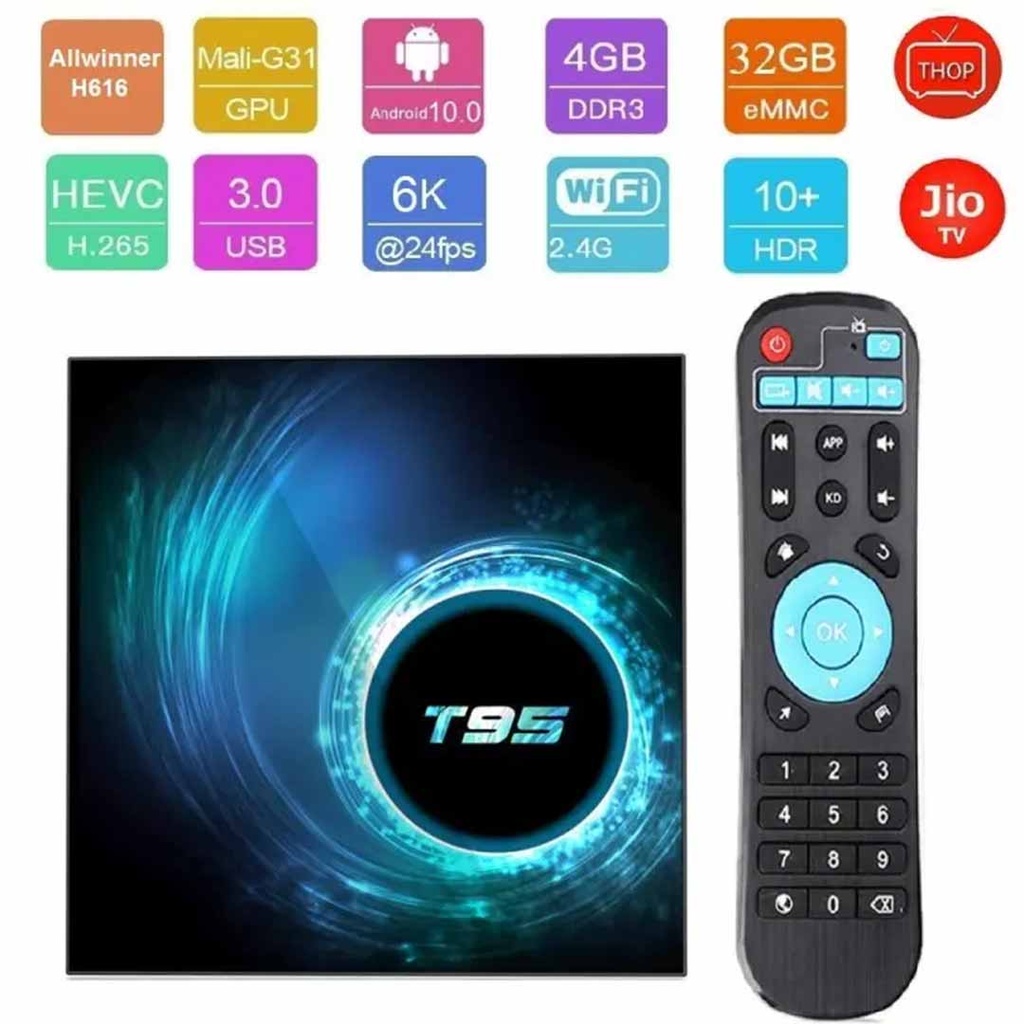 T95 Smart TV Box 4GB RAM and 32GB ROM Android 4K Tv Box With Bt | Daraz ...