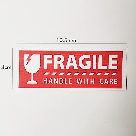 PS 100 Pieces of Self Adhesive Fragile Handle with Care Packing Sticker ...
