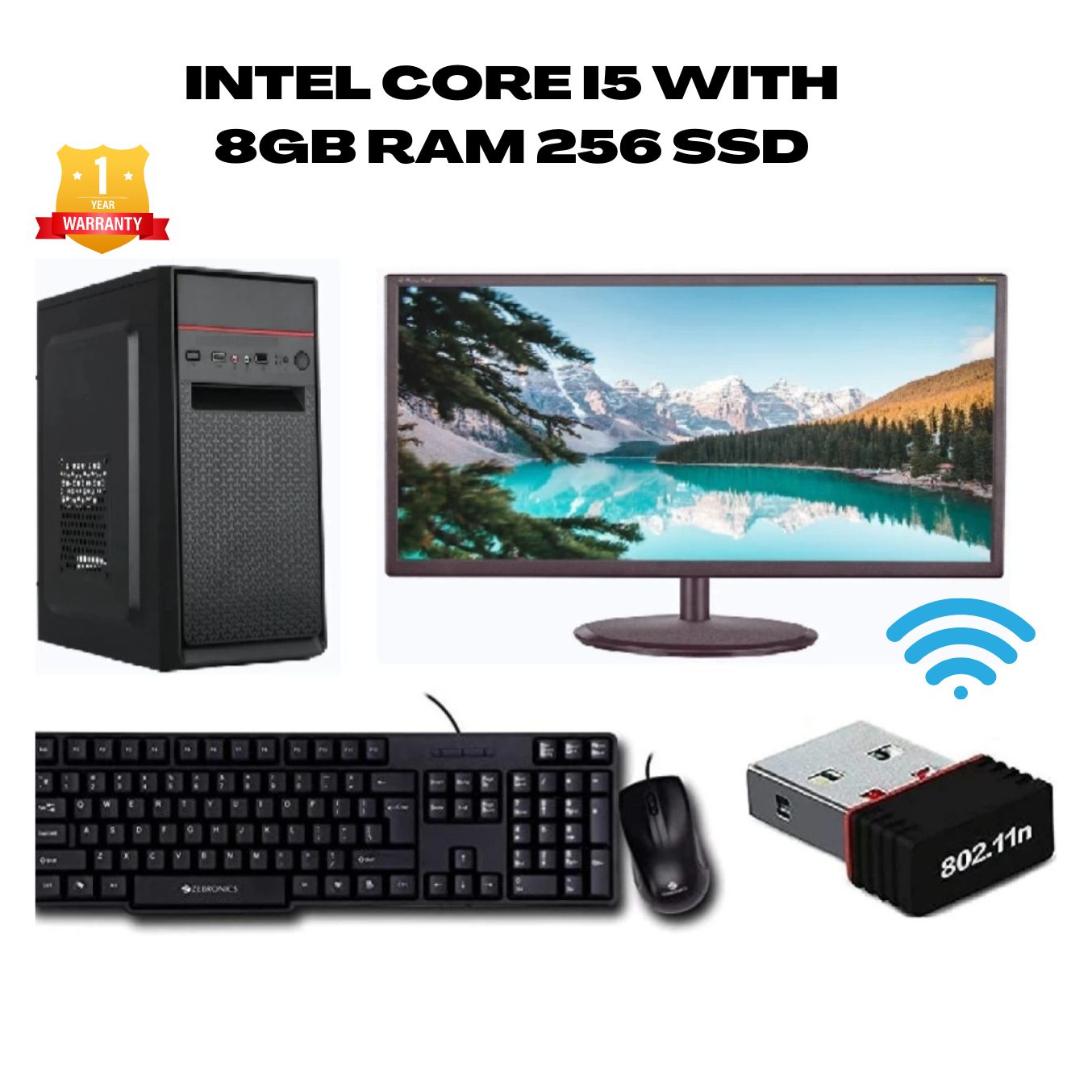 Computer Set with Core i3 3rd Gen, 8GB DDR3 RAM, 256GB SSD, and 19-inch ...