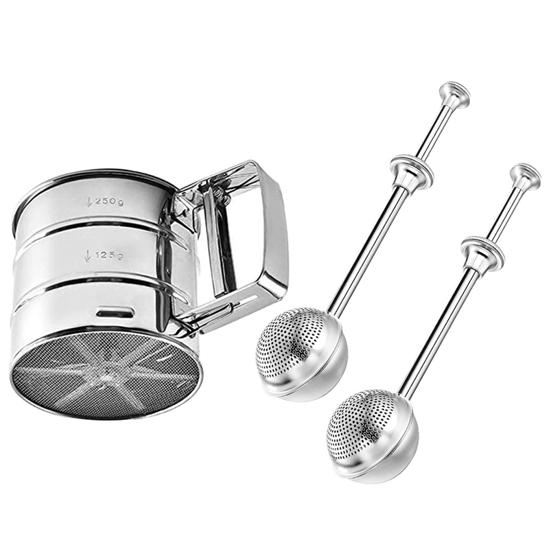 Stainless Steel Flour Sieve Cup,Powdered Sugar Sifter Mesh,Baking Tools ...