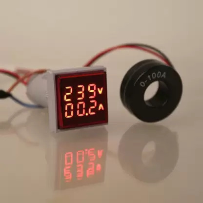 Square Digital AC Voltmeter Ammeter 50-600V 100A 22mm LED Current ...