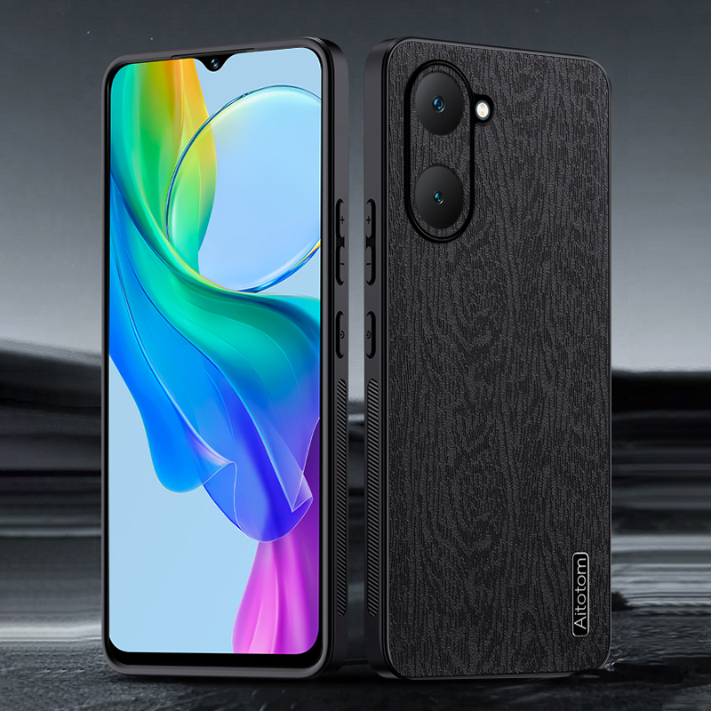 Vantime For Vivo Y03 Y03t 4g Case Wood Texture Pattern Hard Casing