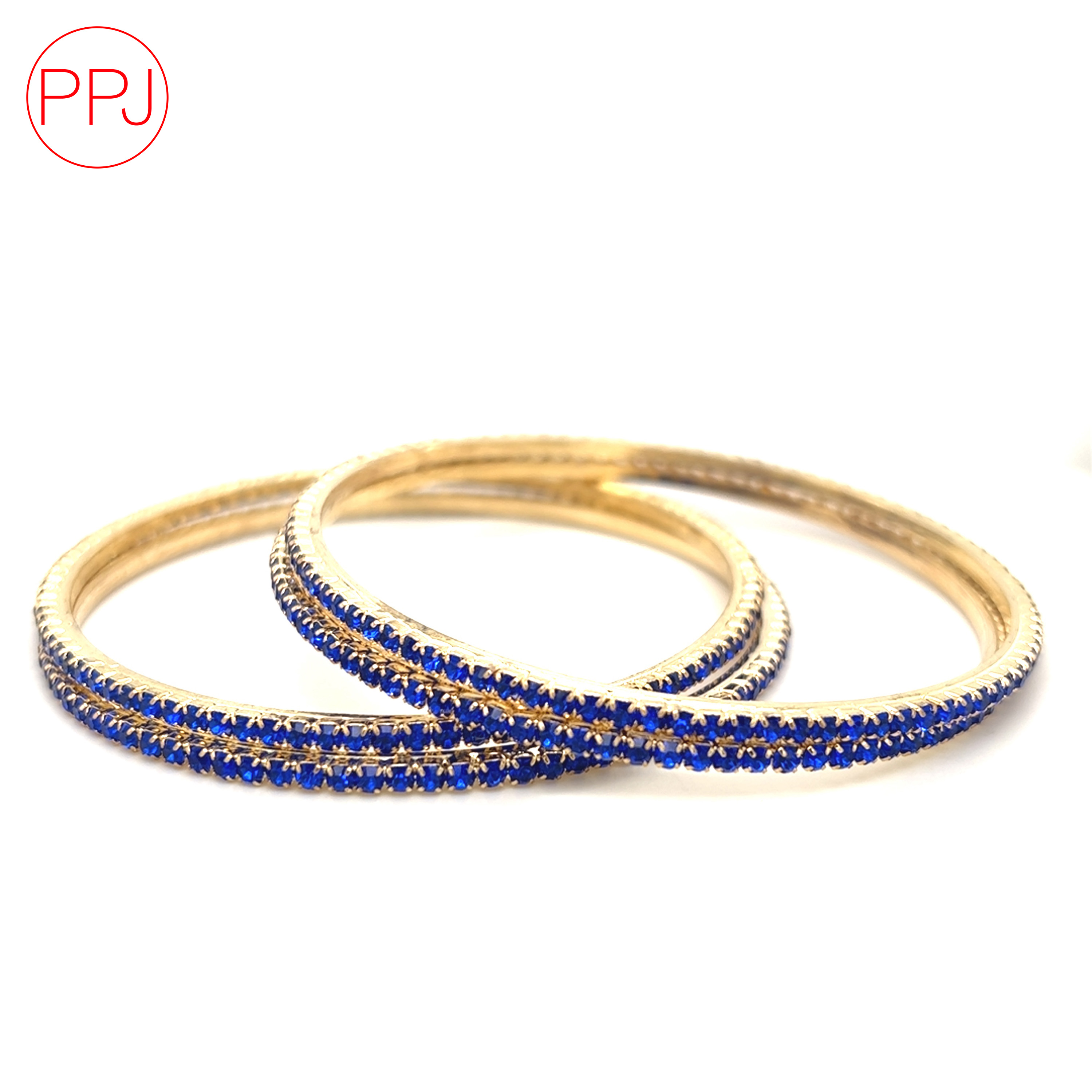 Ppj Collection Sandhya Gold Plated Classic Chura With Ad Blue Bangle ...