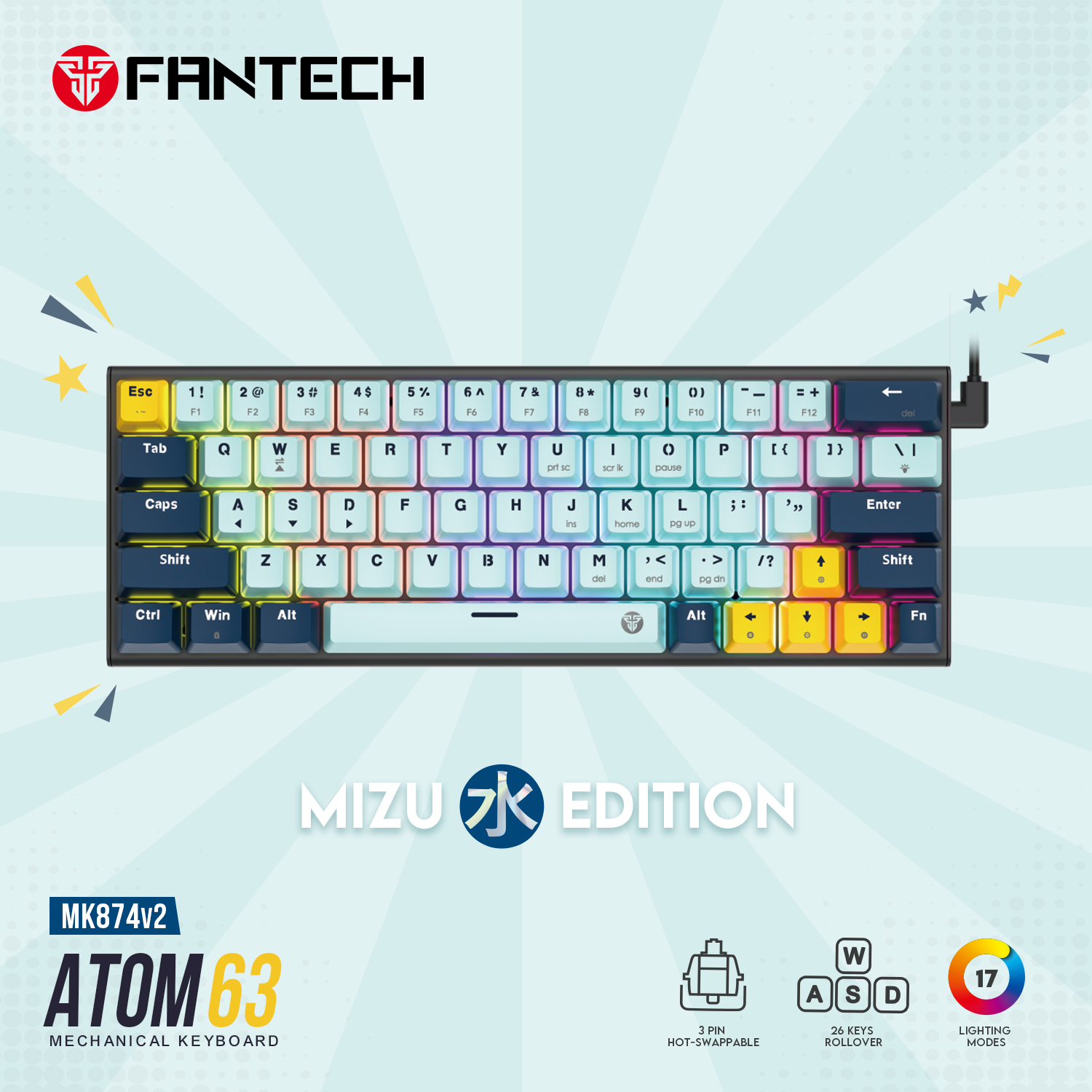 Fantech ATOM MIZU SERIES ATOM 63 MK874V2 Keyboard Mechanical Gaming ...