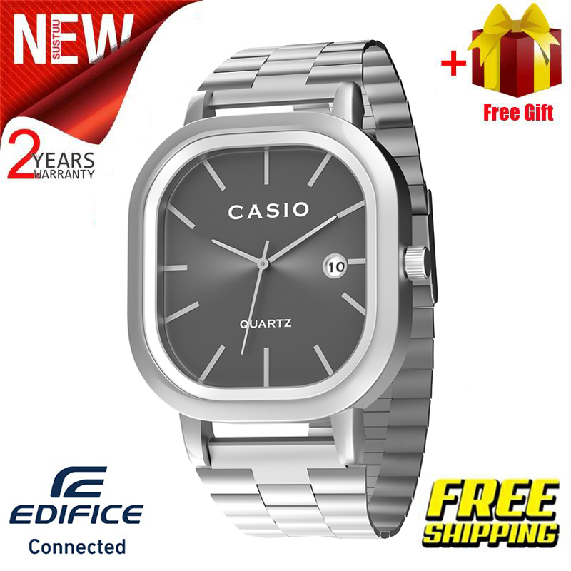 Ready Stock) Casio Fashion Men's Watch Stainless Steel Band Quartz Date ...
