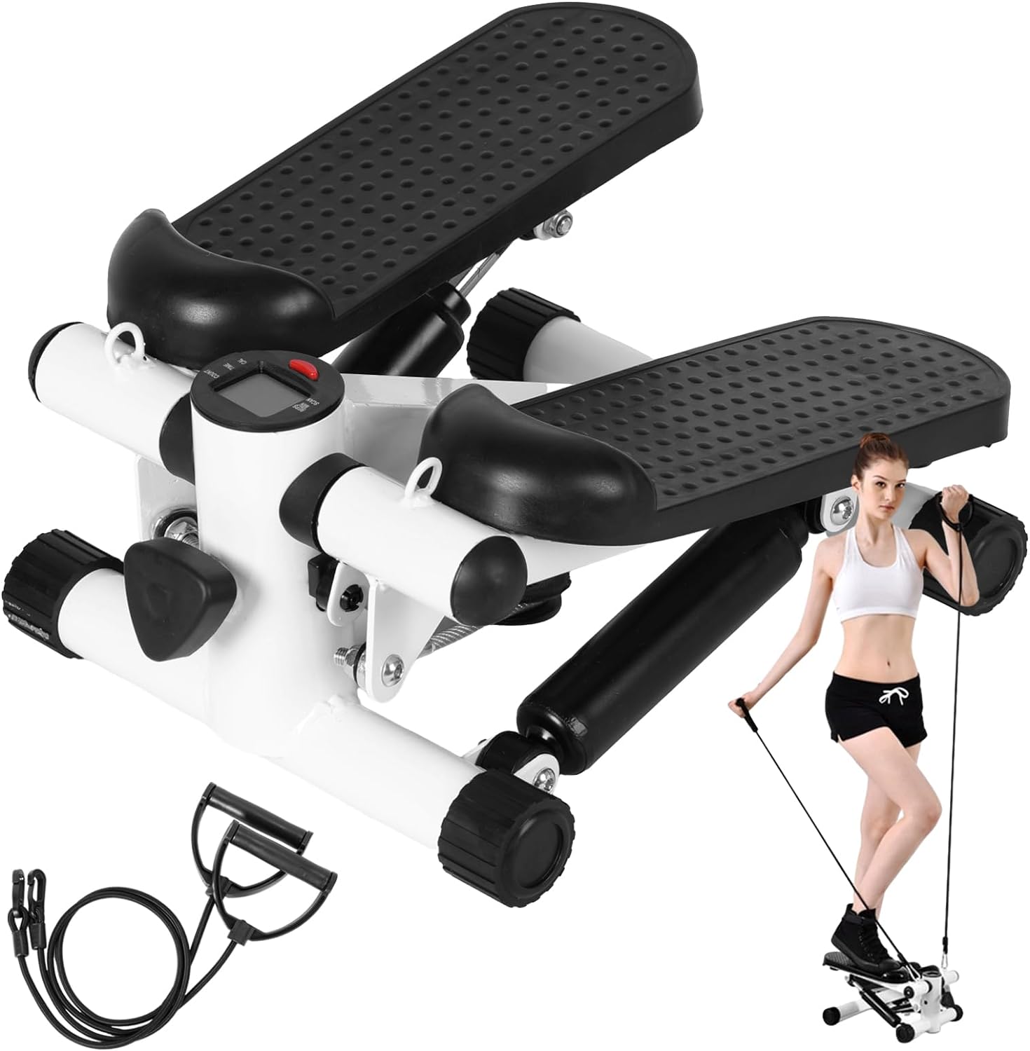 Mini Stepper with Resistance Bands, Upgraded Air Powered Steppers for ...