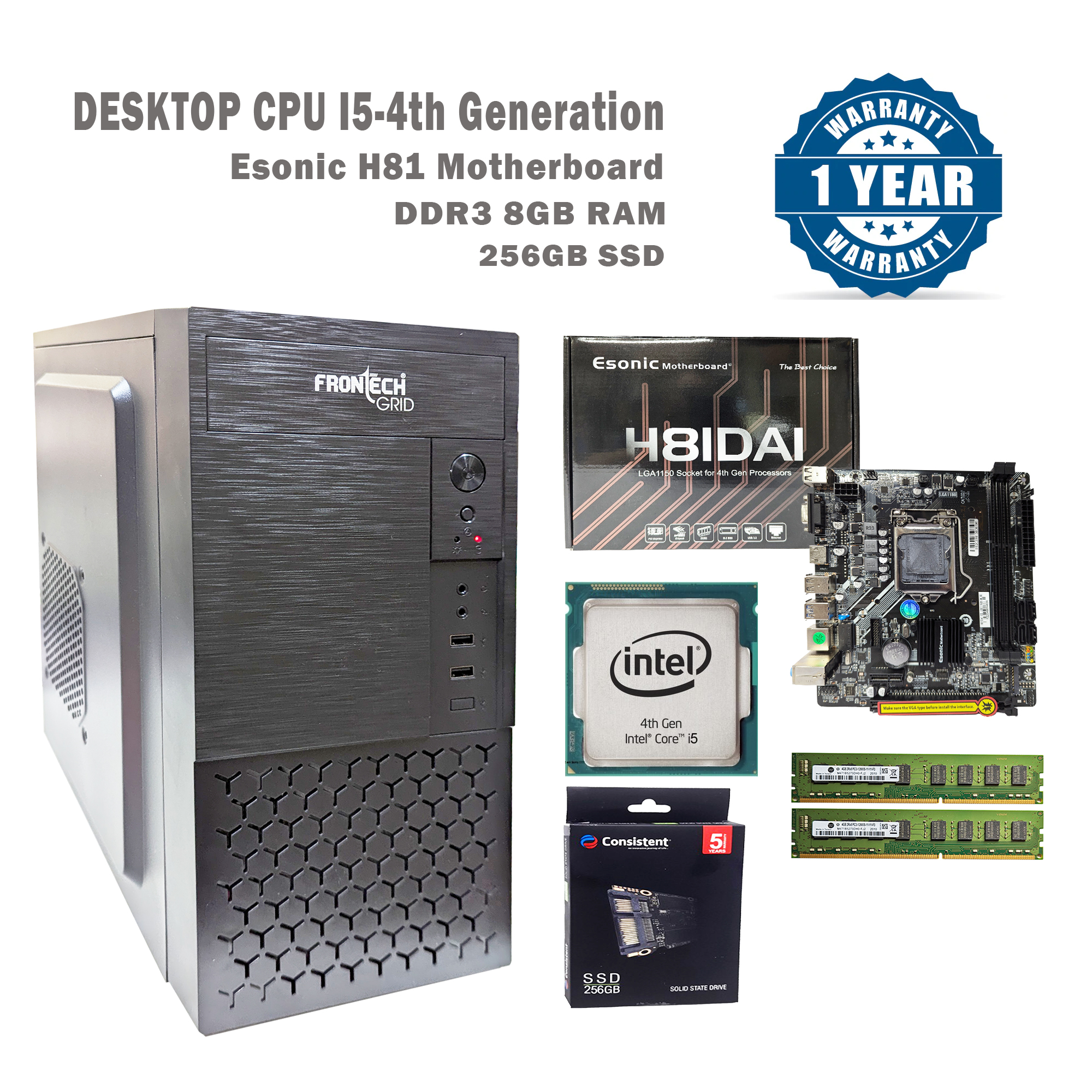 Desktop CPU I5 4th Generation Processor with 8gb DDR3 ram 256GB SSD ...