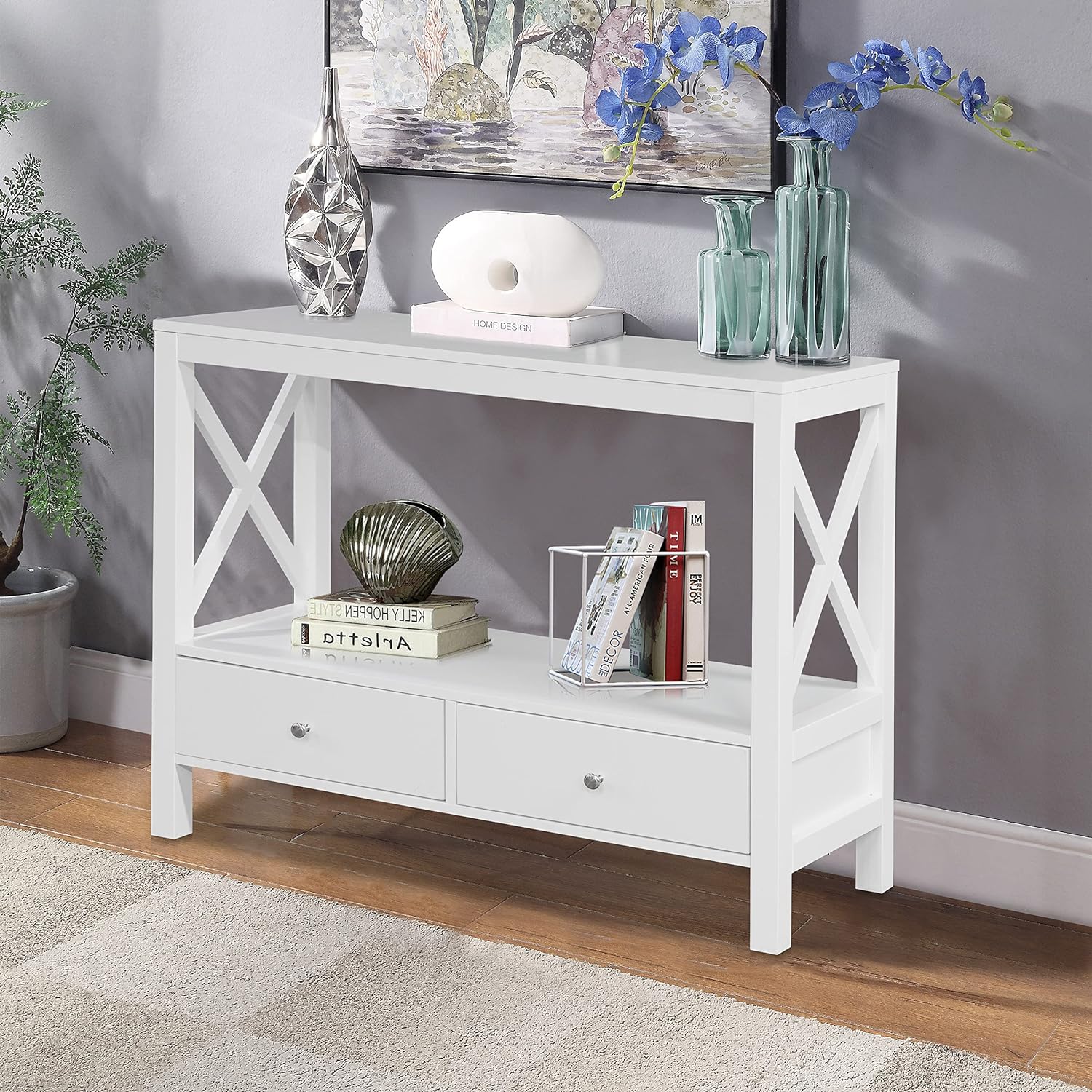 kamakhya decor Console Table with 2 Drawers white | Daraz.com.np