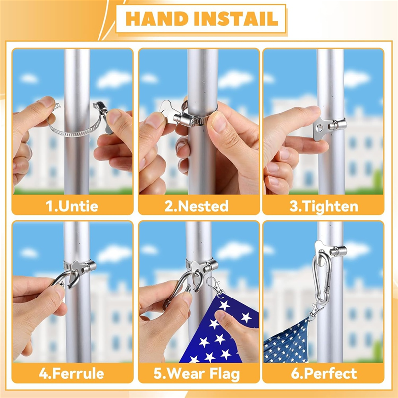 Flag Pole Clips Outdoor Garden Flagpole Clamps Adjustable Flagpole ...