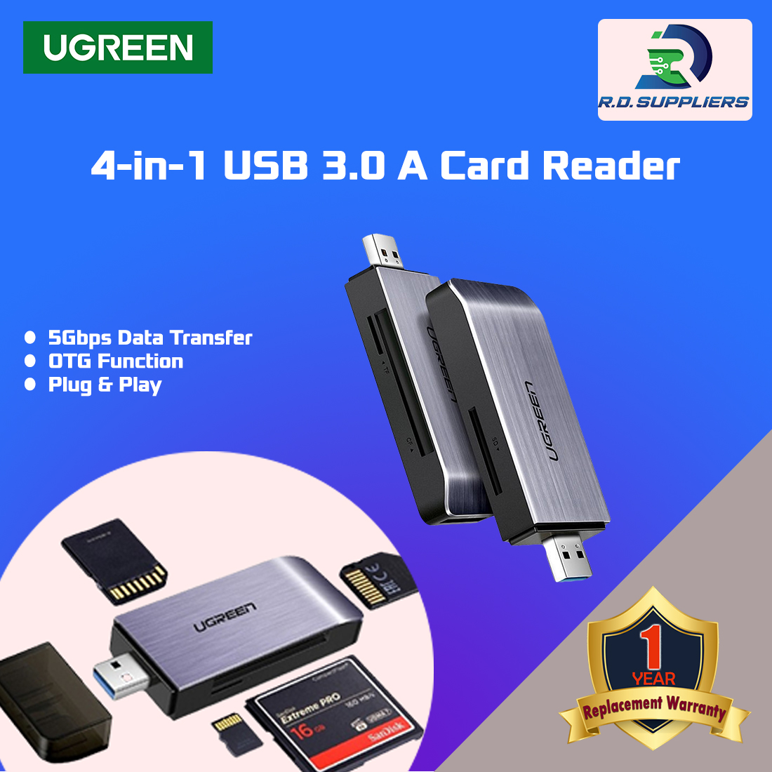 UGREEN-4-in-1 USB 3.0 Card Reader | Daraz.com.np