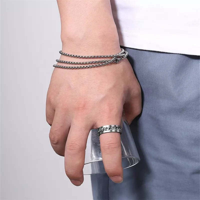 ANX Cool Stainless Steel Rotatable Ring Men Spinner Chain Ring | Daraz ...