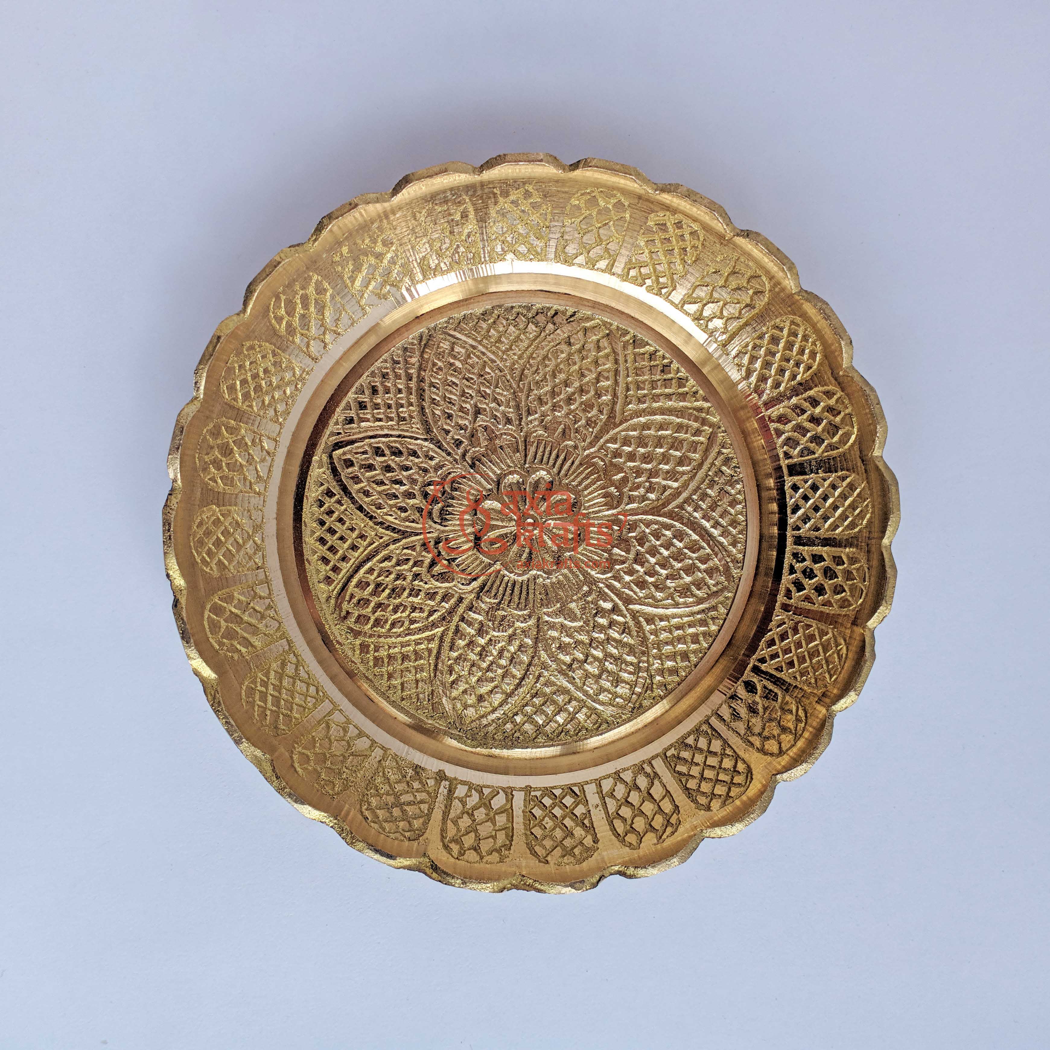Axia Krafts Typical Brass Plate-3.5 inches Puja plate Shagun plate ...