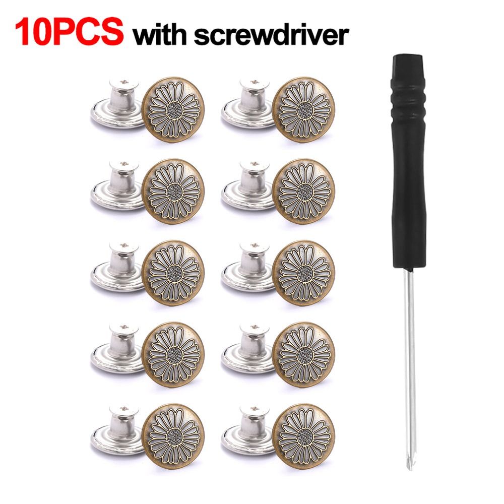10Pcs/pack Adjustable With Screwdriver Jeans Buttons Clothing Pants ...