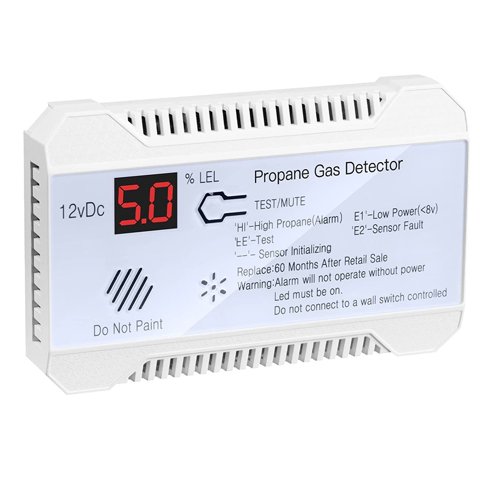 RV Propane Gas Dete-ctor 85dB Loud Alarm DC 12V Mini Compact Design RV ...