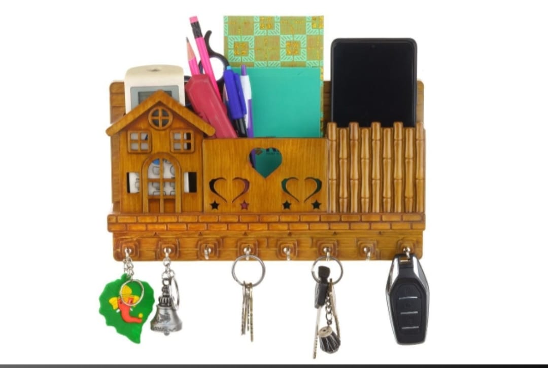 KEY 🔑 House No 3 SHOPX House Wooden Design Plastic Key Holder for Home ...